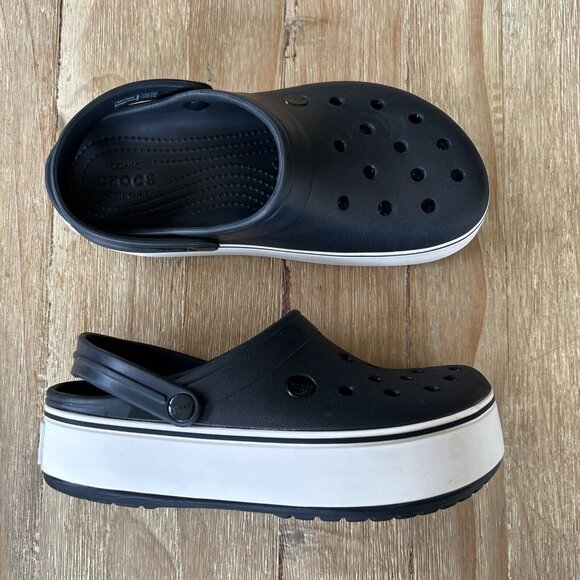 CROCS | Shoes | Crocs Crocband Platform Clog Sandals Slingback Black ...